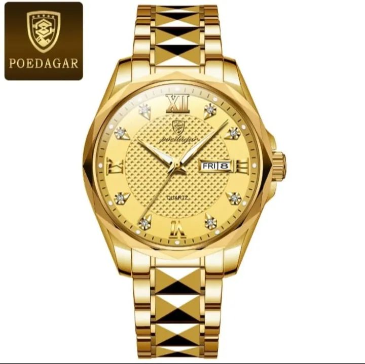 POEDAGAR 615 New diamond cut Luxury Fashion Luminous Date Week Quartz ...