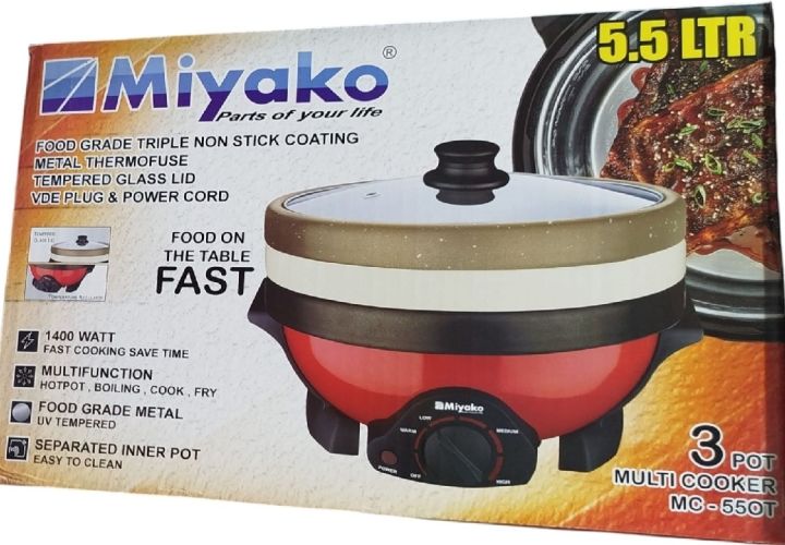 5.5 Liter Miyako 3 Pot Electric Curry Cooker MC-550T | Miyako Electric ...