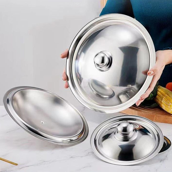 10-32cm Stainless Steel Round Pot Lid Universal Frying Pan Cover Smooth ...