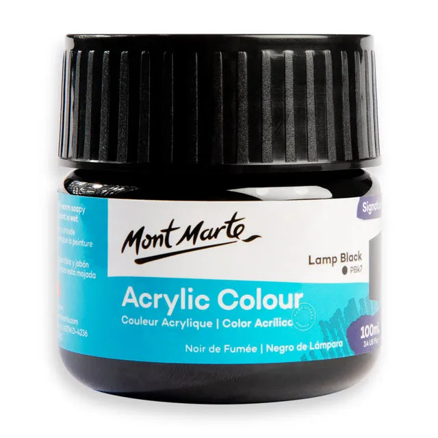 Acrylic Colour Paint Signature 100ml (3.4 US fl.oz) Tub - Lamp Black ...