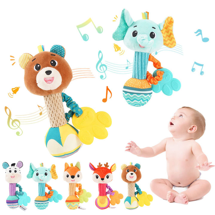 Baby Rattles Soft Stuffed Animal Rattle Hand Grip Baby Toys Shaker ...