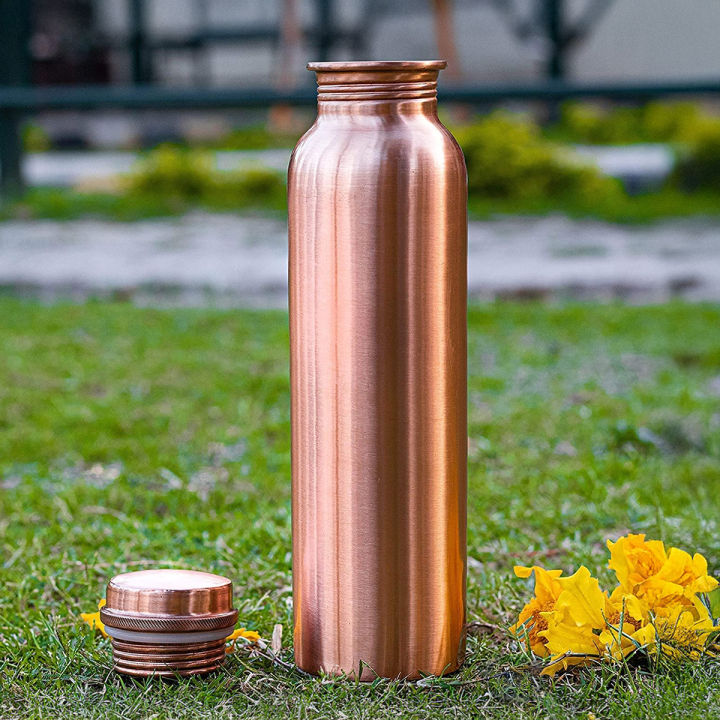 Pure Copper Jointless Water Bottle 1000ML Ayurveda Yoga Health Bottle ...