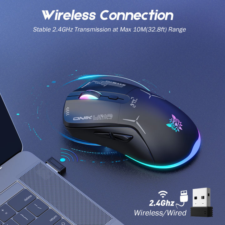 ONIKUMA CW917 4800 DPI Gaming Wireless Mouse 7 RGB Backlit Lighting ...