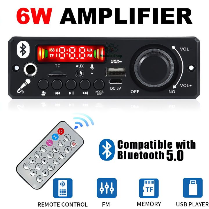 6W Amplifier DC 5V MP3 WMA Decoder Board Bluetooth 5.0 Audio Module USB ...