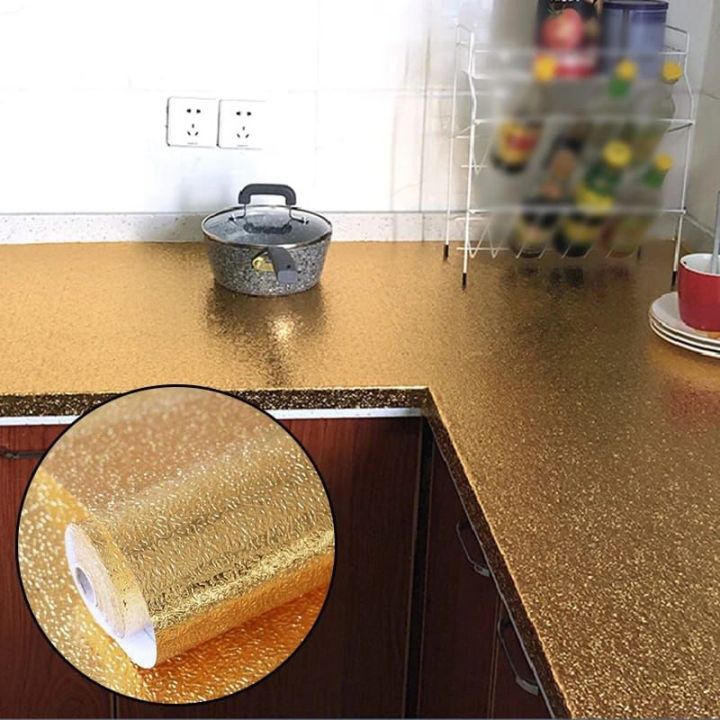 Self Adhesive Golden Aluminium Foil Sticker Sheet Roll for Kitchen Size ...