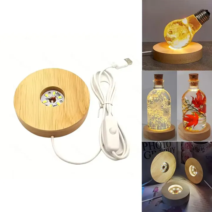 Wood Desktop Decorative Lights Light Base Night Light Wooden Led Usb ...