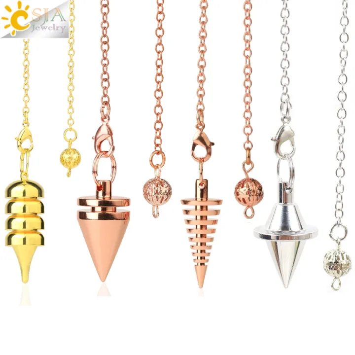 Metal Pendulum for Dowsing Divination Pendulos Spiral Small Cone Gold ...