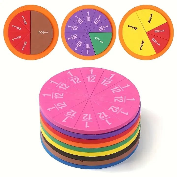 51 PCS Interactive Fraction Math Manipulatives - EVA Score Addition and ...