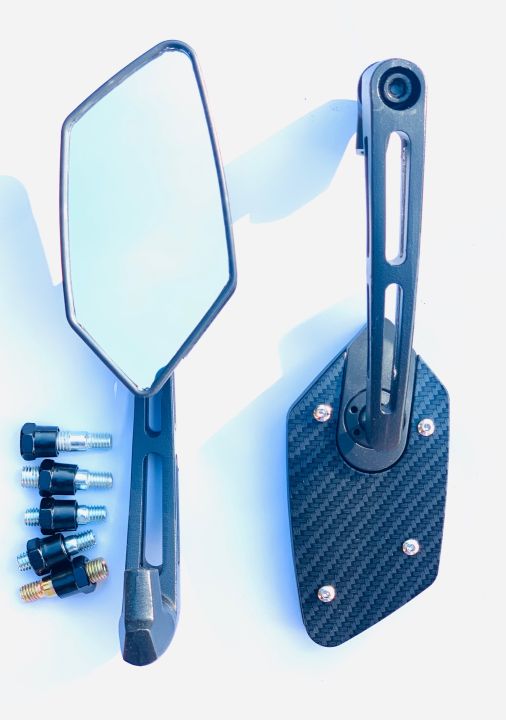 Universal Metal arm side mirror 2 pcs for all bikes Carbon Colour ...