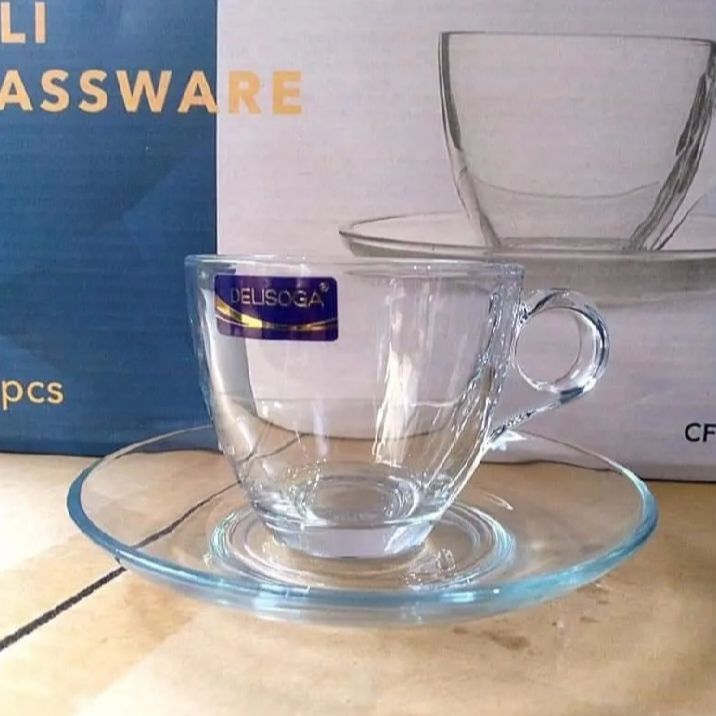 Delisoga Cup And Saucer transparent Coffee Cups And Tea Mugs Set Of 6 ...