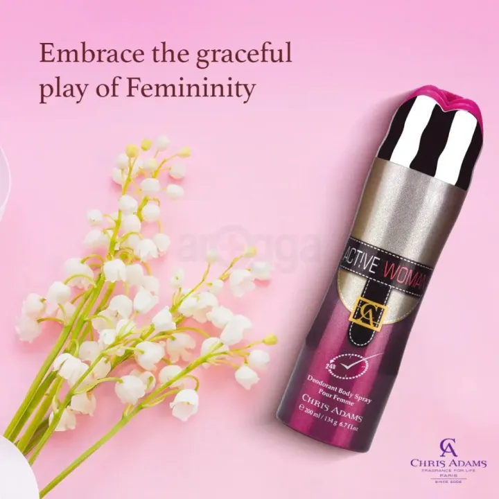 Chris Adams Active Woman Deodorant Body Spray 200ml | Daraz.com.bd