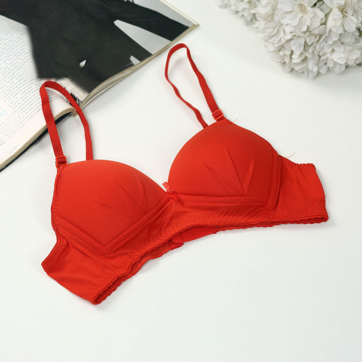 Red Cotton Foam Bra – Wireless, Adjustable Straps, Sizes 32B-38B ...