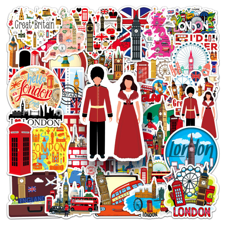 50 Piece United Kingdom Stickers Waterproof DIY For Phones Laptop Car ...