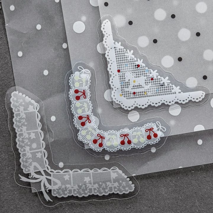 30Pcs Antique Lace Journal Stickers,Vintage PET White Ink Border Decals ...