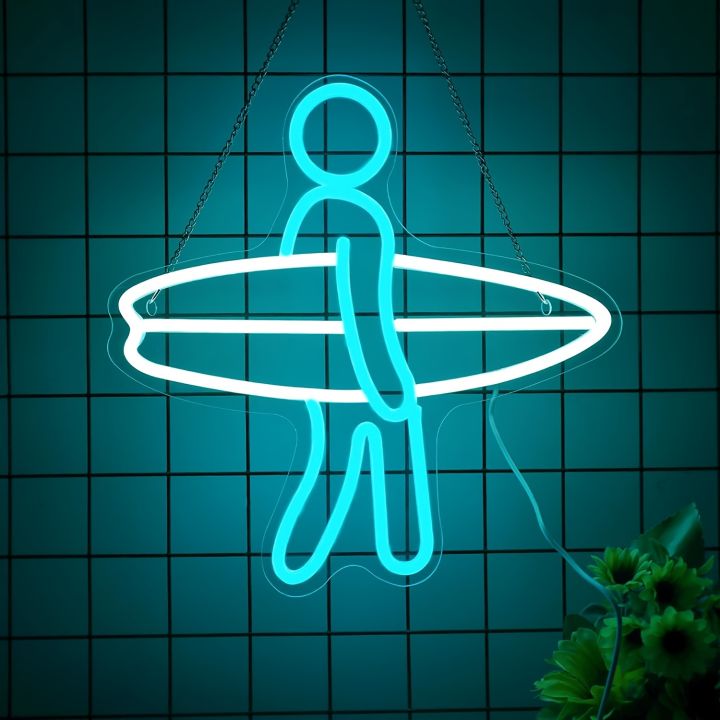 Surfboard Neon Light Sign for Home & Gym Decor - Multi-Color LED ...