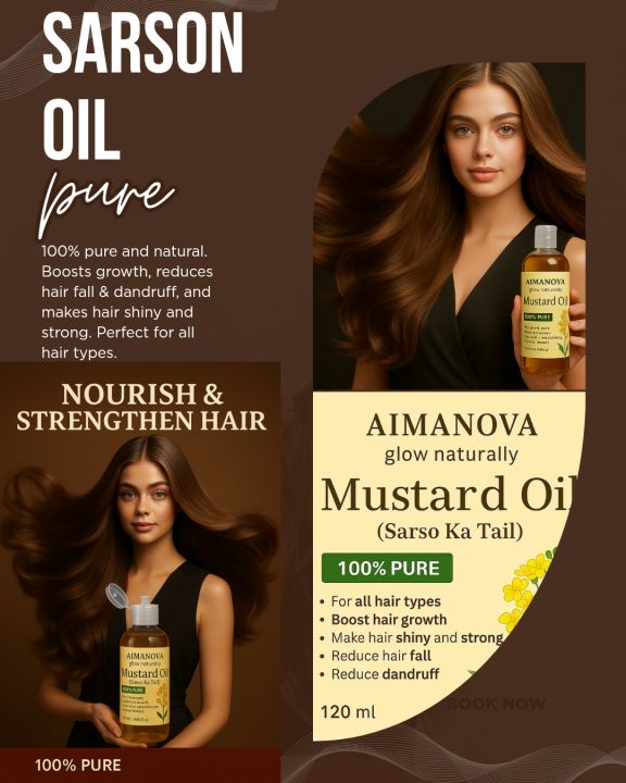 AIMANOVA Mustard Oil – 100% pure and natural. Boosts growth, reduces ...