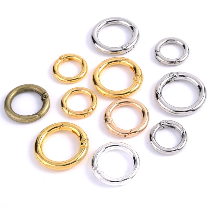 10pcs Spring Clasp Keychain Rings KC Golds Color Openable Round ...