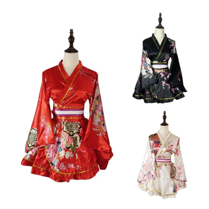 Kimono Traditional Japanese Costume Dress for Women Sakura Yukata Haori ...