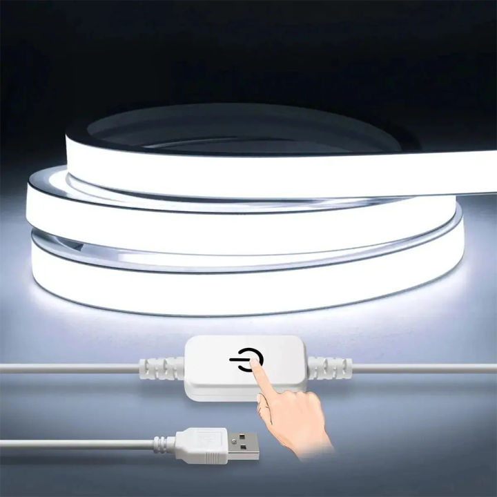 LED COB Light Strip Touch Dimmer Flexible Diode Tape 5V USB Linear Indoor Lighting Lamp Room DIY ...