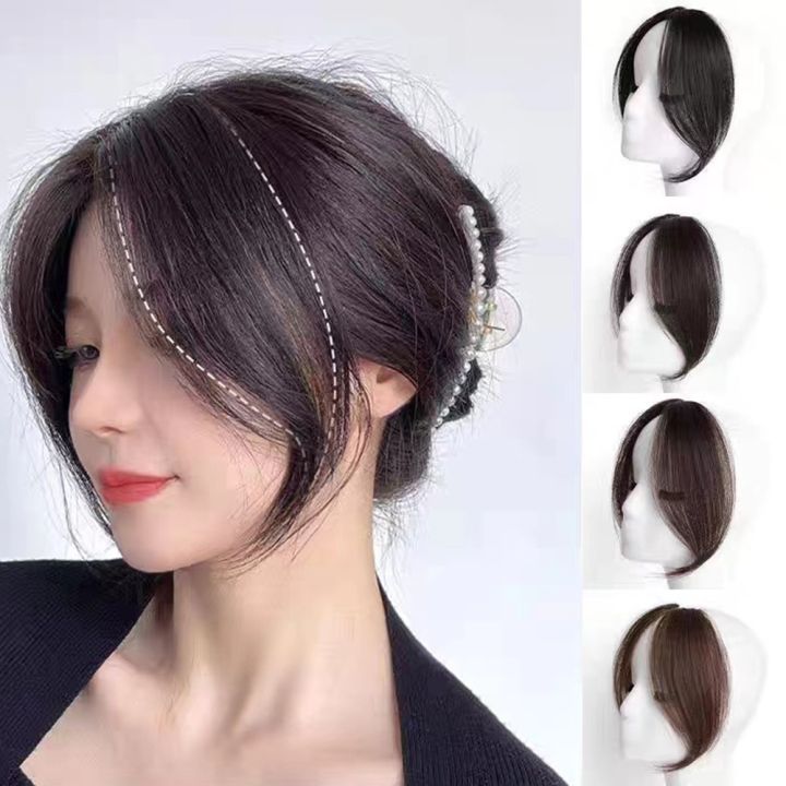 synthetic wig 2Pcs Natural Invisible Traceless Forehead Fake Bangs Wigs ...