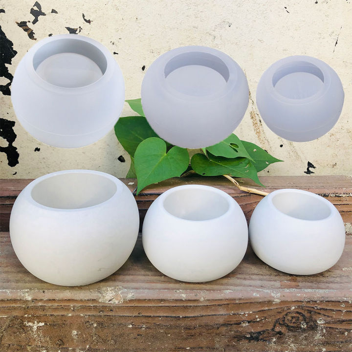 Spherical Flowerpot Silicone Mold Scallop Pattern Cement Candle Cup ...