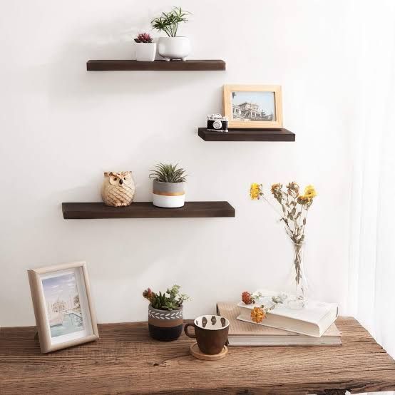 set of 3 wall mounted floated shelves, made from MDF laminated sheet ...