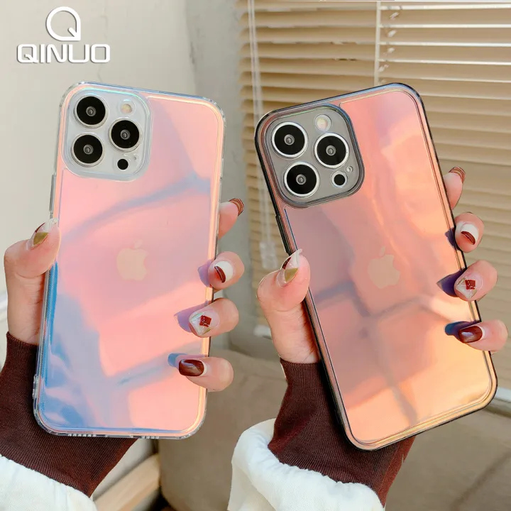 Luxury Gradient Aurora Laser Case for iPhone 15 14 13 12 11 Pro Max Mini XR XS 7 8 Plus Soft ...