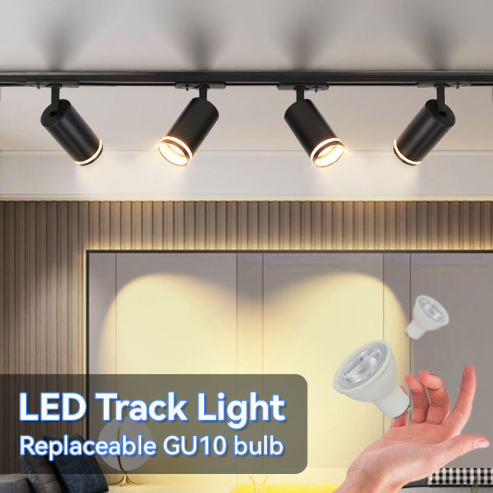 LED Spot GU10 Track Lights Set Replaceable Bulb Rail Lighting For ...