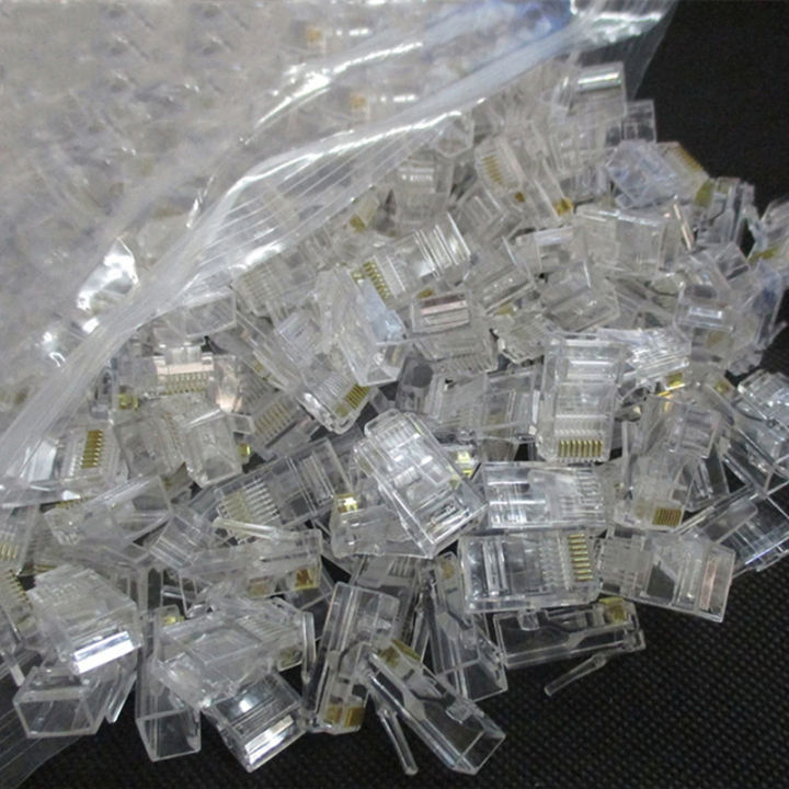 100pcs/lot RJ-45 Network Ethernet Crystal Heads Plug RJ45 Connectors 8 ...
