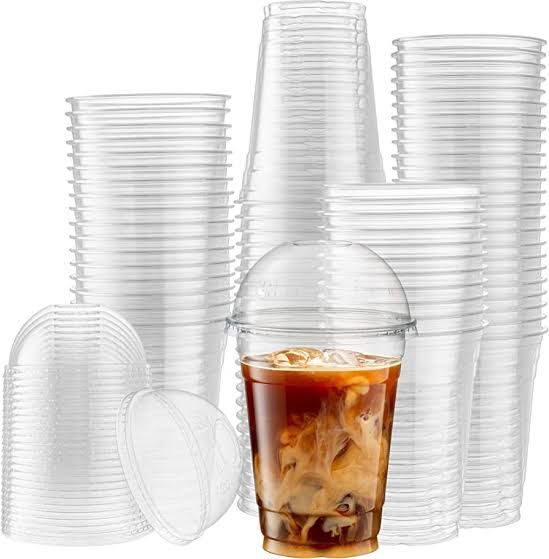 Transparent Cup + Doom Lid Pack of 50/100 Pieces (12oz) Disposable ...