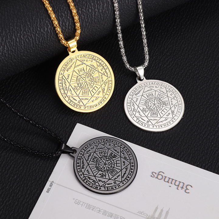 Stainless Steel 7 Archangel Seal Necklace Solomon Kabbalah Seal Pendant ...