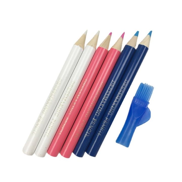 3/6pcs Water Soluble Fabric Pencils with Brush Cap Tailor Marking Chalk ...