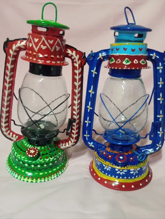 hand painted, traditional oil lamp,(হারিকেল)Hurricane lamp light ...