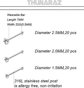 5 Pcs Silver And Multicolor Nose Pins Stainless Steel Nose Rings Naak ...