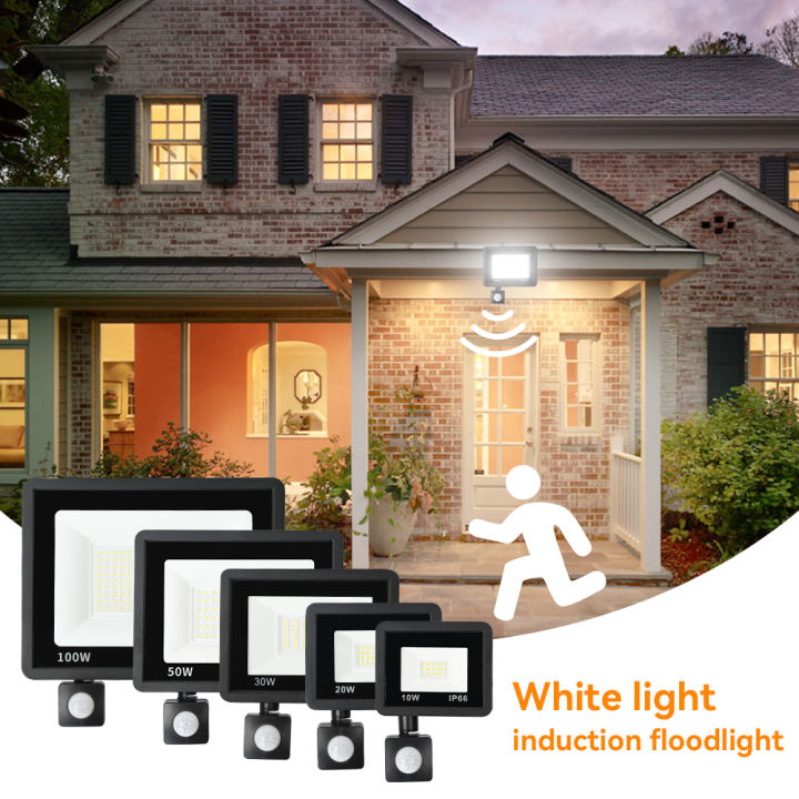 LED Floodlight PIR Motion Sensor White/Warm White IP66 AC220V Exterior ...