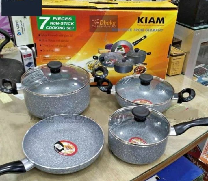 Kiam Marble Non Stick 7 Pcs Cookware Set Marble Coating Layers For ...