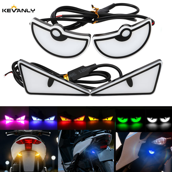 2PCS Motorcycle Led Semicircle/Triangle Eye Mini Eagle Eye Lamp Tail ...