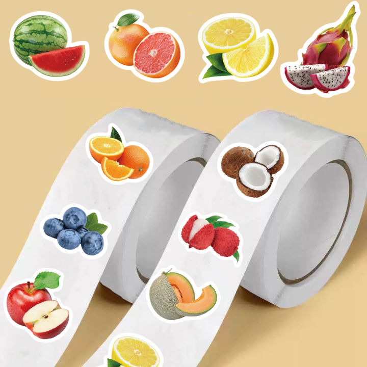 500pcs Cute Fruit Roll Stickers Notebook Fruits Balloon Banner ...