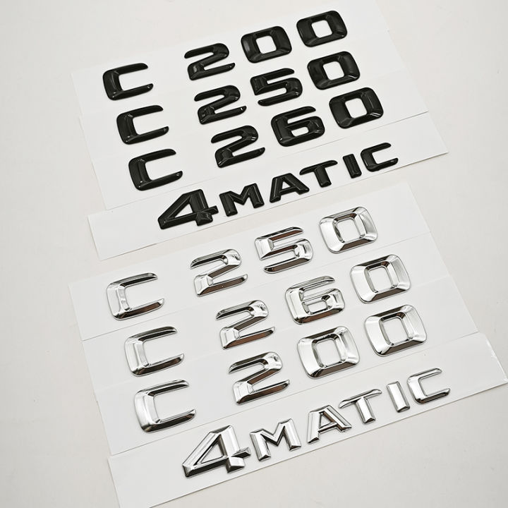 3D ABS Car Letters Logo C200 C250 C260 4MATIC Rear Trunk Badge Emblem ...