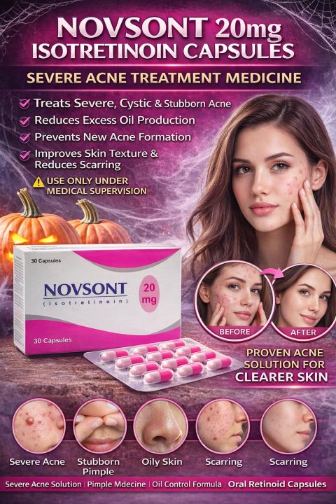Novsont Isotretinoin 20mg Capsules | Acne Treatment Medicine | Severe ...