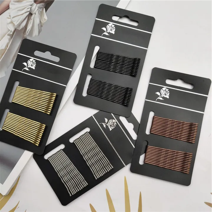 24PCS Black Paintless Color Retention Simple One Word Clip Basic ...