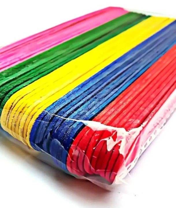 Pack of 50 Large Ice Cream Stick (wooden) for Art Work - Multicolor ...