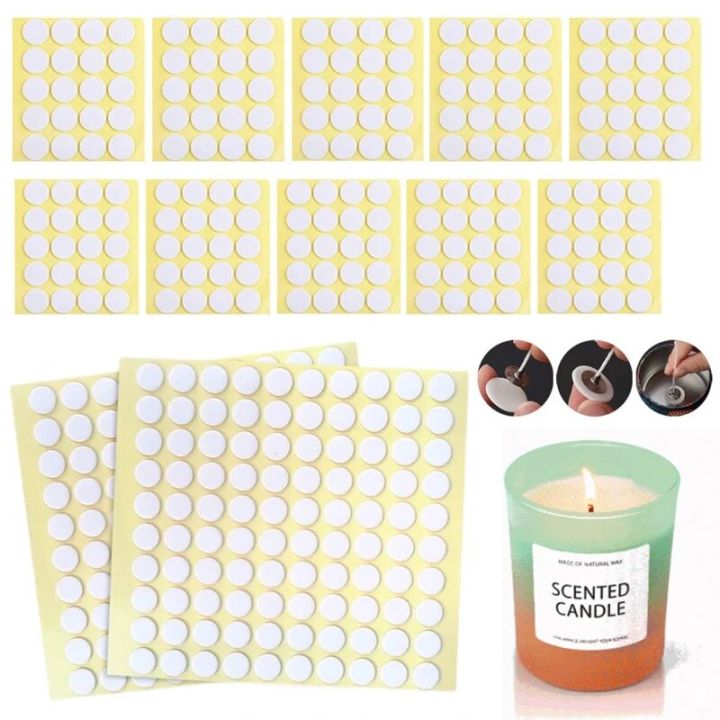 100PCS Candle Wick Stickers Transparent Acrylic Heat Resistance Double ...