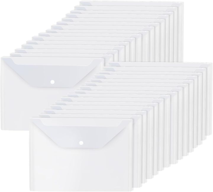 20 PCS Clear Plastic Envelopes, Poly Envelope with Snap Closure ...