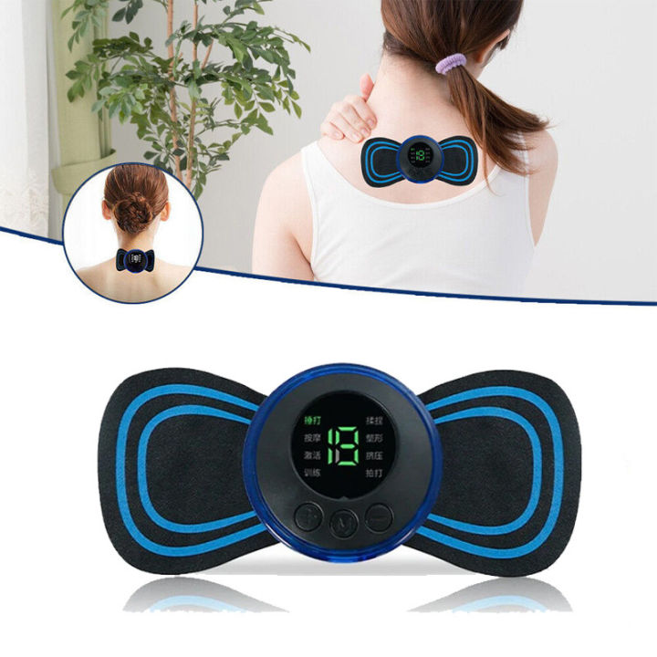 EMS Butterfly Mini Neck Massager with Pads | Portable Electric Massage ...