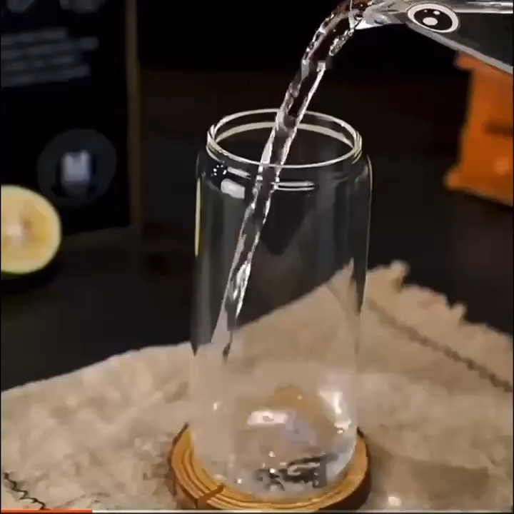 400ML Round Glass Cup with Glass Straw & Wooden Lid | Imported High ...
