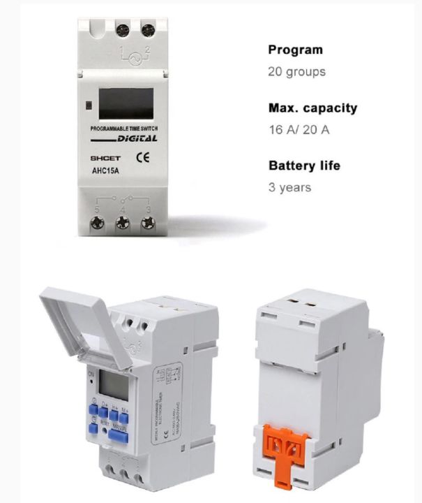 Weekly Programmable Electronic Timer Switch, Digital Timer Switch AHC 15A | Daraz.lk