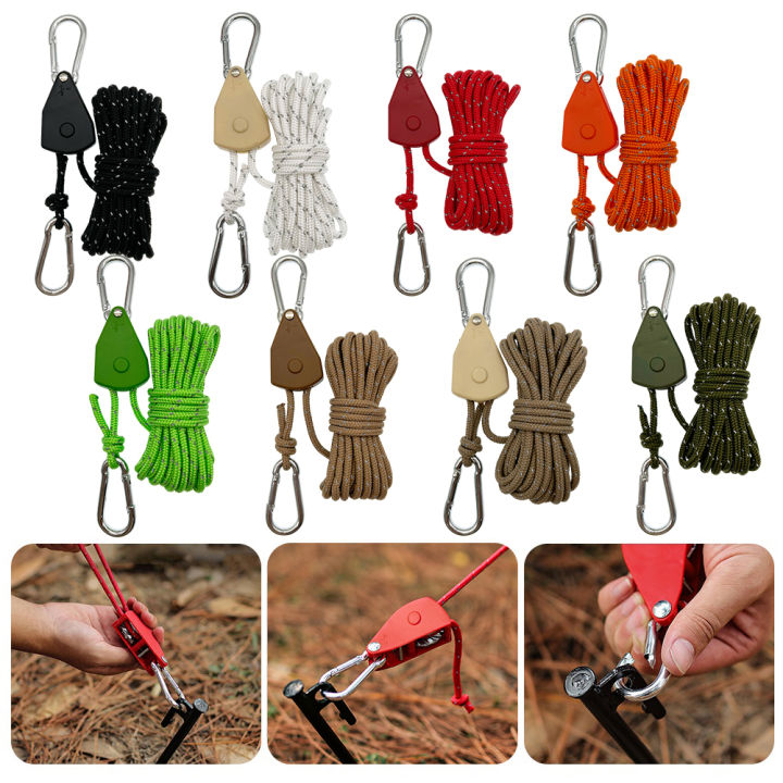 5M Tent Fastener Rope Adjustable Fixed Buckle Pulley Rope Windproof 4mm ...