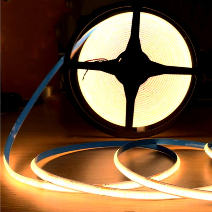 COB Strip DC 12V 24V 320Leds/M High Density RA90 White Pink Yellow Ice ...