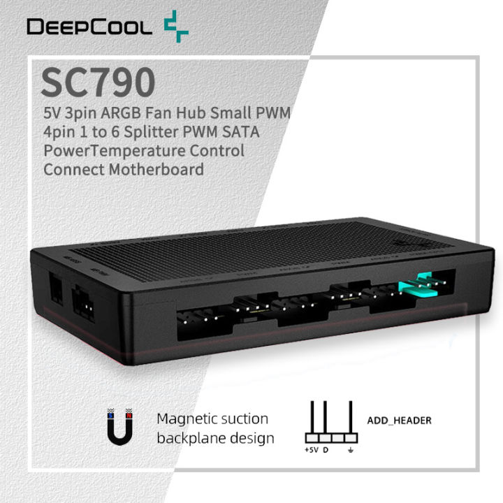 DeepCool 5V 3pin ARGB Fan Magnetic Attraction Hub Small 2 in 1 PWM ...